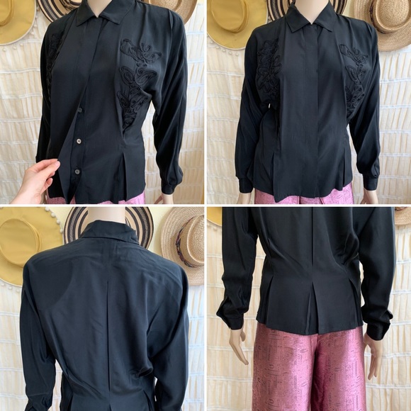 Vintage | Tops | Vintage 8s Stefano Studio Embellished Silk Blouse | Poshmark